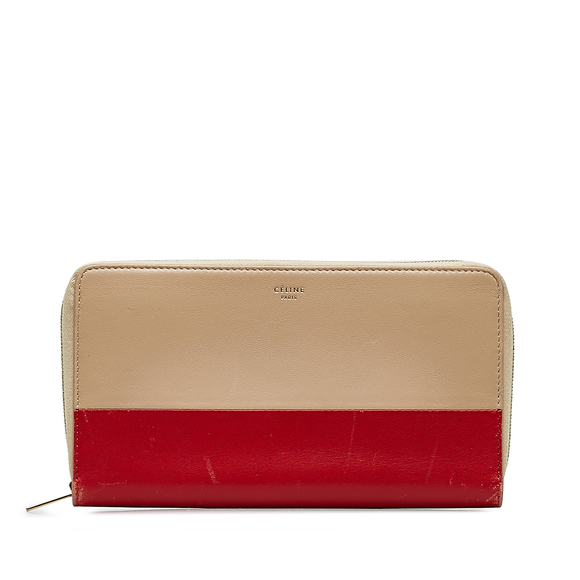 Celine | Bags | Celine Leather Bicolor Zip Around Long Wallet Long ...